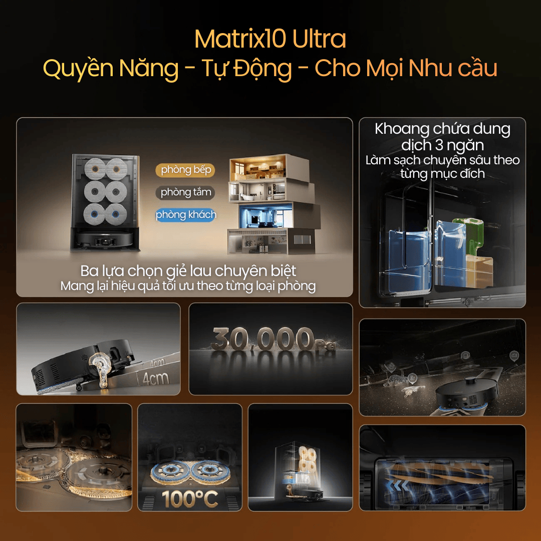 Dreame Matrix10 Ultra – Robot Hút Bụi Lau Nhà Tự Động Cao Cấp 2025